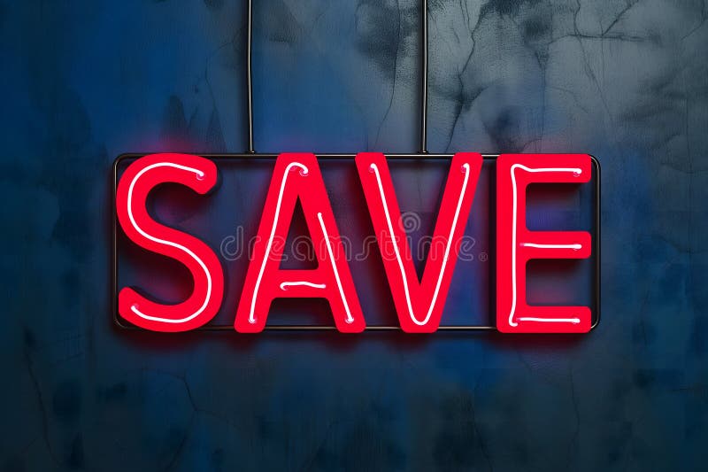 Neon Word SAVE on Dark Shabby Wall Stock Photo - Image of save, acquire ...