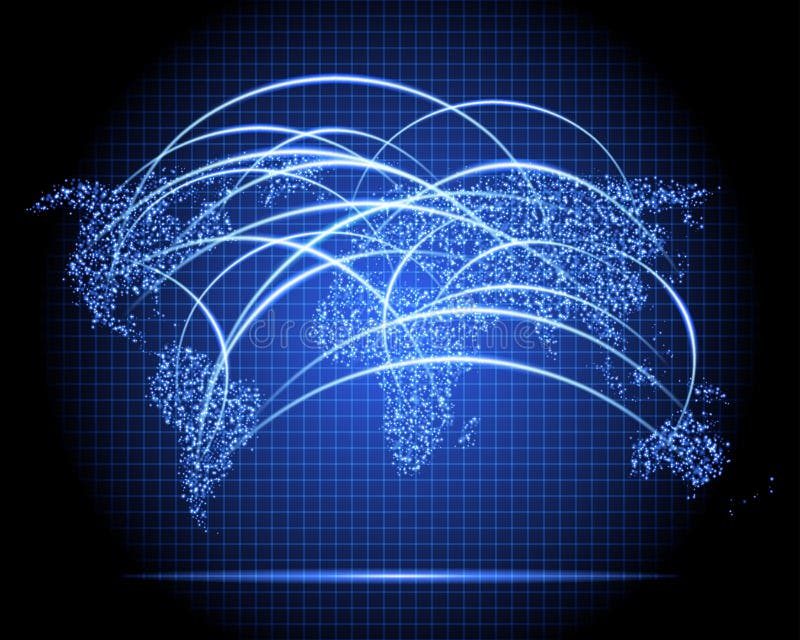 Neon world map radar stock vector. Illustration of mainland - 74585556