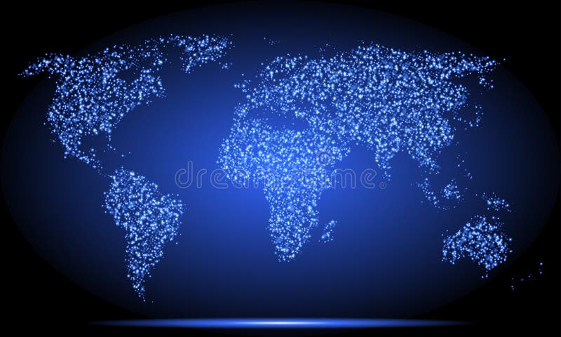 Neon world map stock vector. Illustration of ocean, border - 42616915