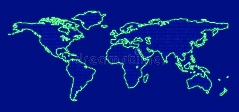 Neon worldmap digital stock illustration. Illustration of white - 13247547