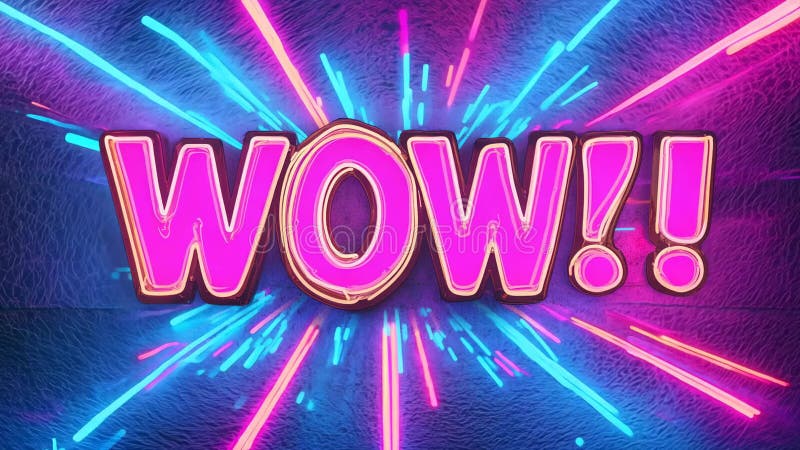 Neon "WOW" Sign with Glowing Light Effects Stock Footage - Video of blue, bold: 369021648