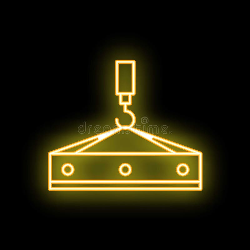 Neon Yellow Crane Hook Lifting Steel Beam Construction Icon Stock ...