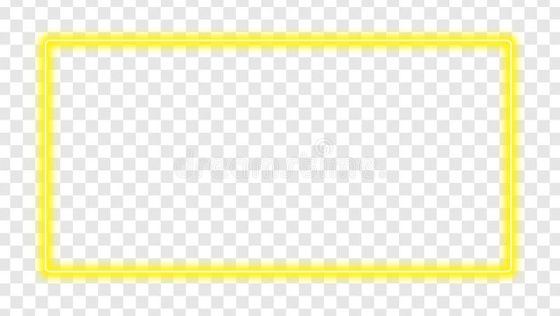 Neon Yellow Rectangle Frame Glow Light Led on Transparent Background ...