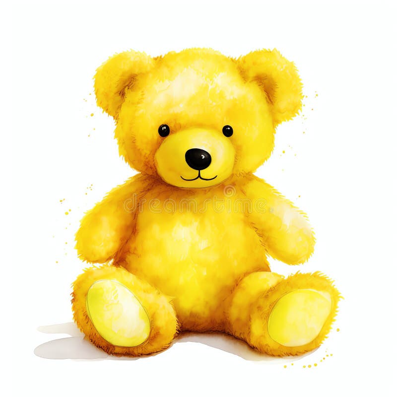 Neon Yellow Teddy Bear Illustration for Nursery Stock Illustration ...