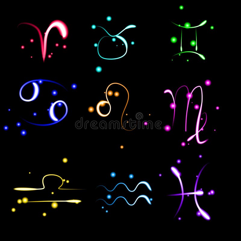 Neon Zodiac Signs - Vector Illustration Stock Vector - Illustration of ...