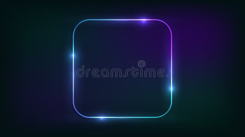 Neon Rounded Square Frame with Shining Effects Stock Vector ...