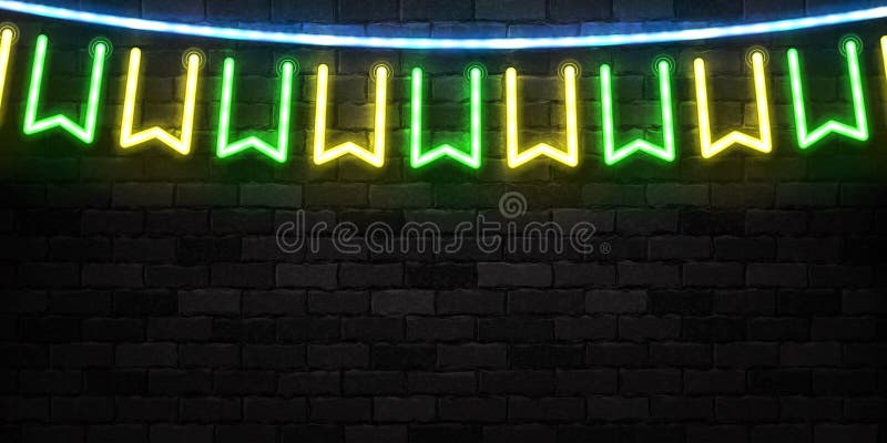 Vector Realistic Isolated Neon Sign of Brazil Party Flags for Template ...
