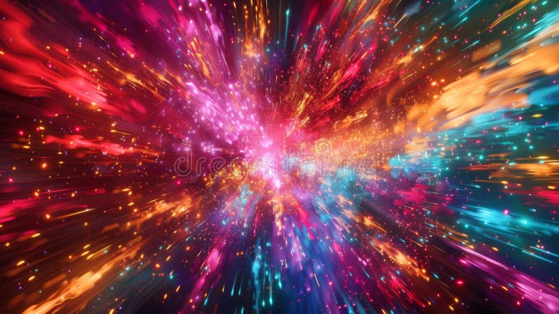 Neoncolored Fireworks Exploding and Spreading Outwards in a Symphony of ...
