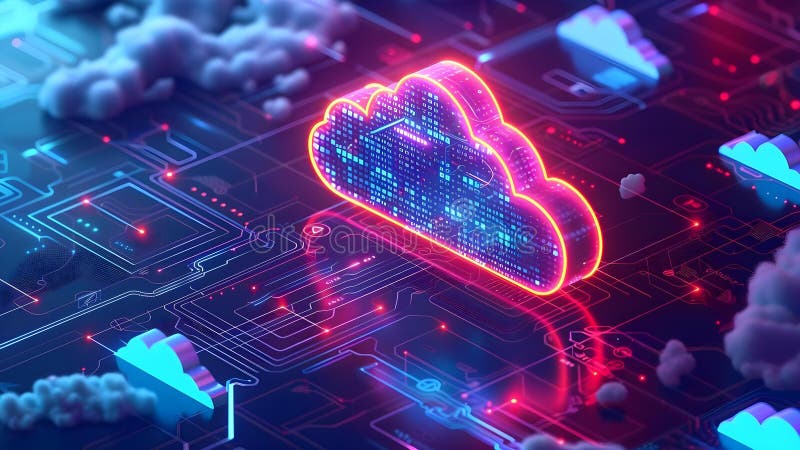 Neoncolored Isometric Illustrations of Modern Cloud Technologies and ...