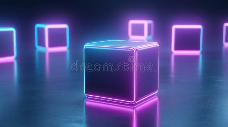 Neonlit Geometric Cubes, a Captivating Display of Light and Form Neon ...