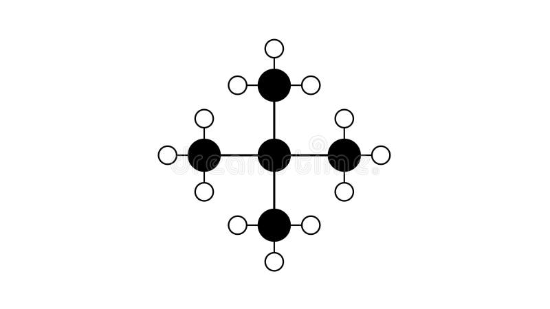 Neopentane Molecule, Structural Chemical Formula, Ball-and-stick Model ...