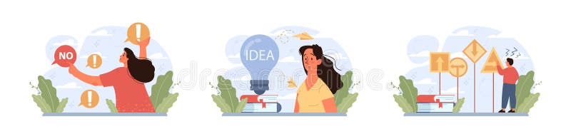 Neophobia, Fear of Anything New Set. Fixed Mindset, Negative Emotion ...