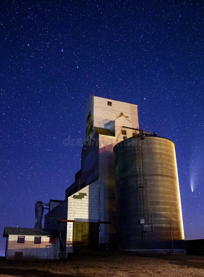 Neowise Comet and Grain Elevator Stock Photo - Image of building ...