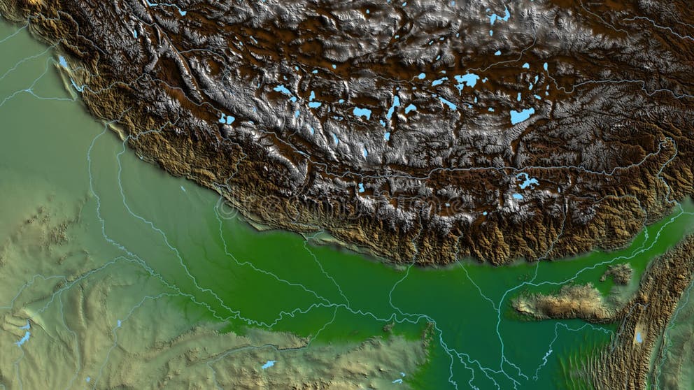 Nepal area. Physical map stock illustration. Illustration of land ...