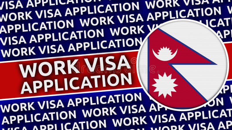 Nepal Circular Flag with Work Visa Application Titles Stock ...