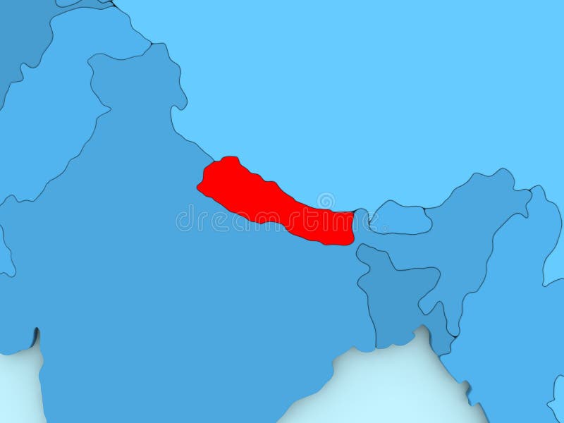 Nepal on 3D map stock illustration. Illustration of asia - 86431050