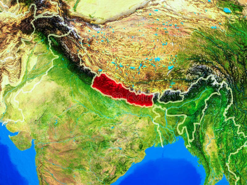 Nepal borders. Relief stock illustration. Illustration of overlay ...