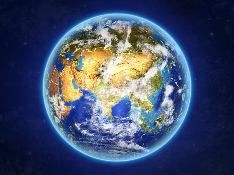 Nepal on Earth from space stock illustration. Illustration of asian ...