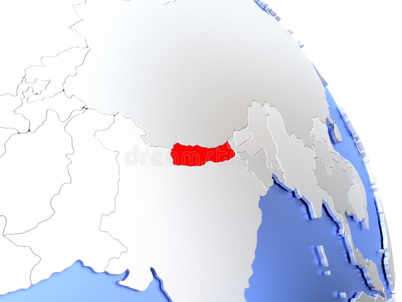 Nepal on elegant globe stock illustration. Illustration of country ...