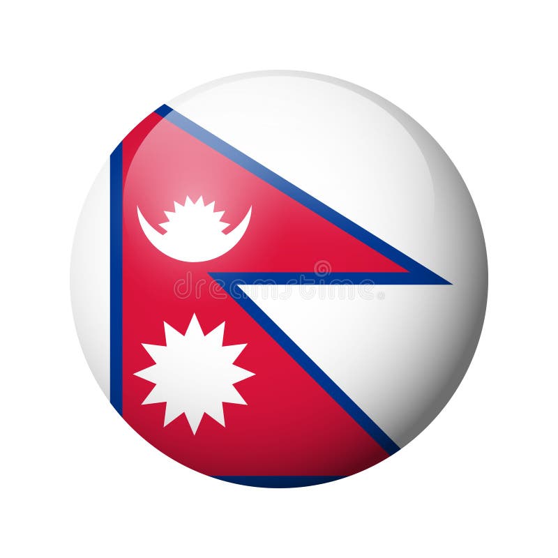 Glossy Circle Badge Flag of Nepal Stock Vector - Illustration of ...