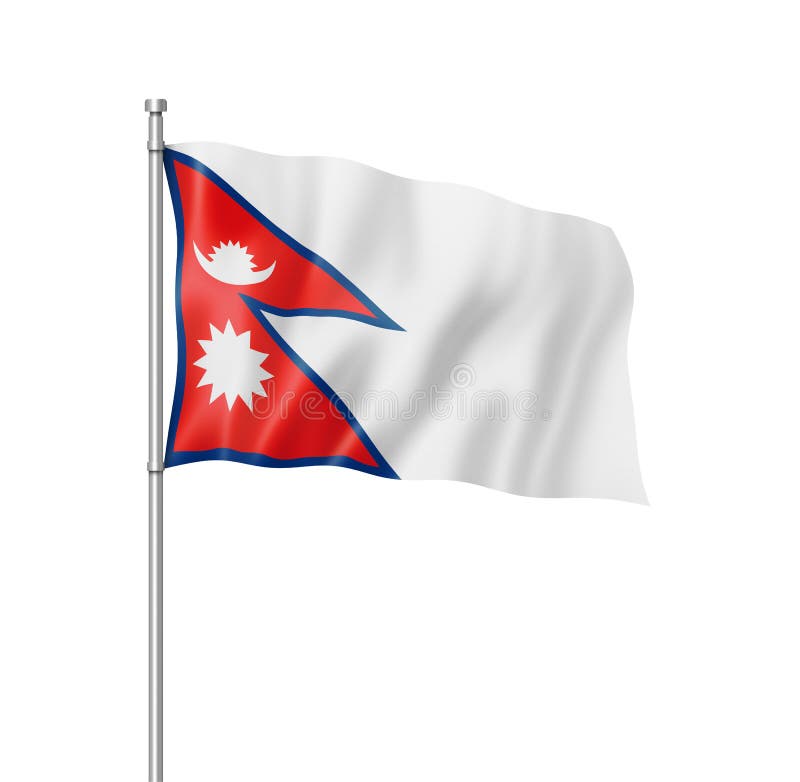 Nepalese Flag Isolated on White Stock Illustration - Illustration of ...
