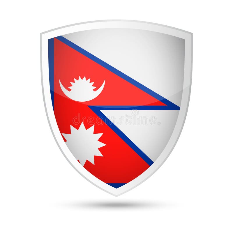 Nepal Flag Vector Shield Icon Stock Illustration - Illustration of flat ...
