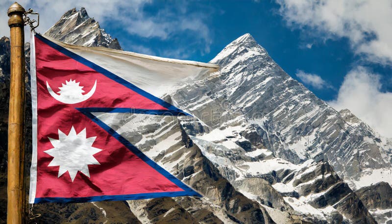 Nepal Flag Waving on the Wind Stock Illustration - Illustration of ...
