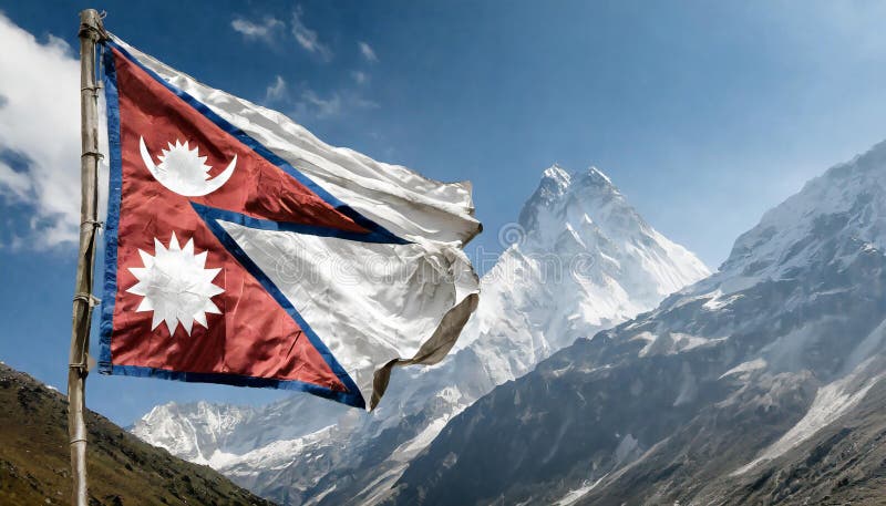 Nepal Flag Waving on the Wind Stock Illustration - Illustration of ...