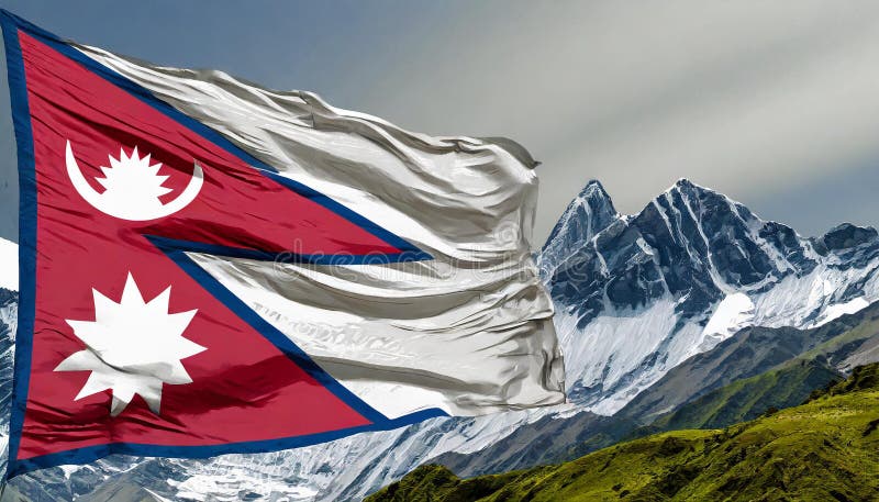 Nepal Flag Waving on the Wind Stock Illustration - Illustration of sign ...
