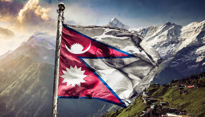 Nepal Flag Waving on the Wind Stock Illustration - Illustration of ...