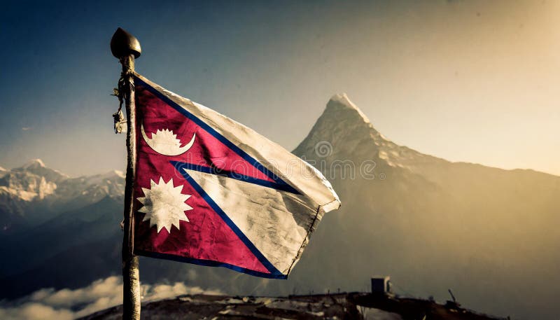 Nepal Flag Waving on the Wind Stock Illustration - Illustration of ...