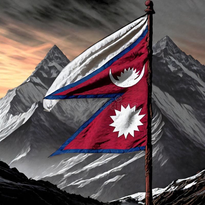 Nepal Flag Waving on the Wind Stock Illustration - Illustration of silk ...
