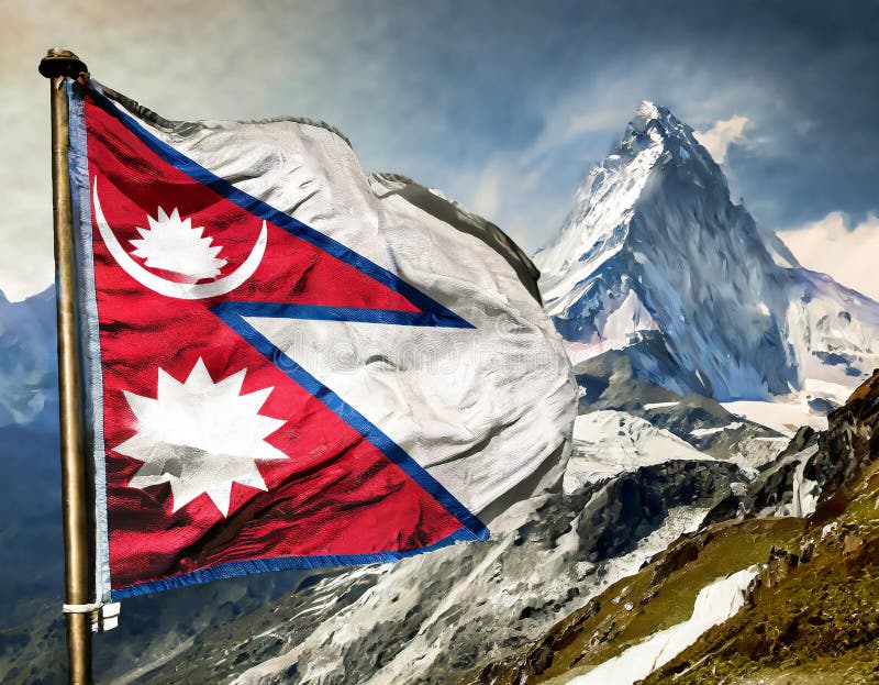 Nepal Flag Waving on the Wind Stock Illustration - Illustration of ...
