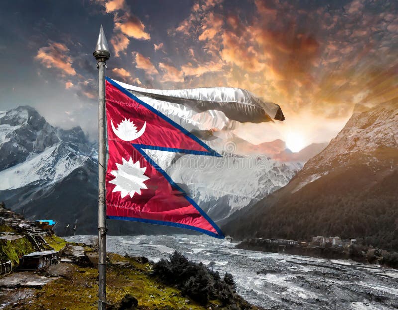 Nepal Flag Waving on the Wind Stock Illustration - Illustration of silk ...