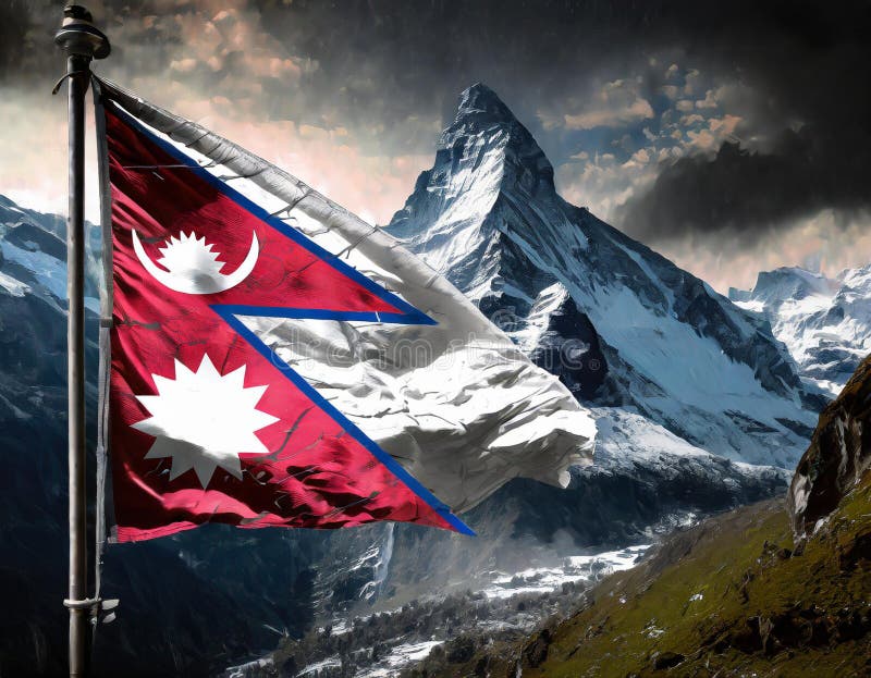 Nepal Flag Waving on the Wind Stock Illustration - Illustration of silk ...