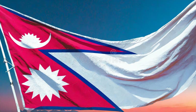 Nepal Flag Waving on the Wind Stock Illustration - Illustration of ...