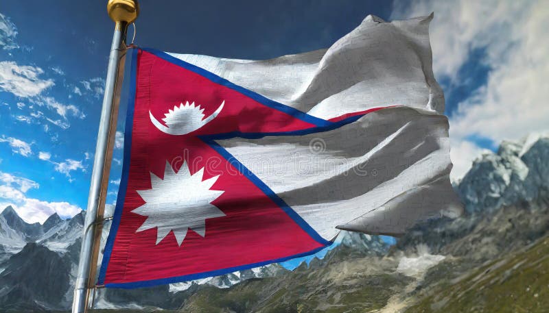 Nepal Flag Waving on the Wind Stock Illustration - Illustration of ...