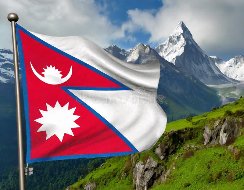 Nepal Flag Waving on the Wind Stock Illustration - Illustration of ...