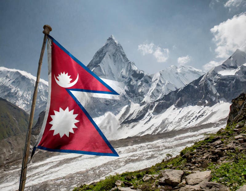 Nepal Flag Waving on the Wind Stock Illustration - Illustration of ...