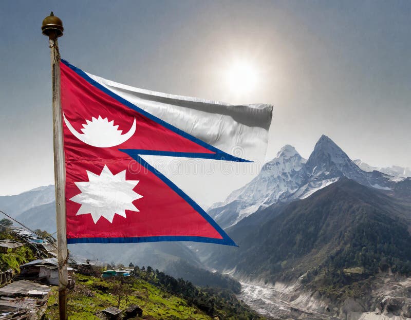 Nepal Flag Waving on the Wind Stock Illustration - Illustration of ...