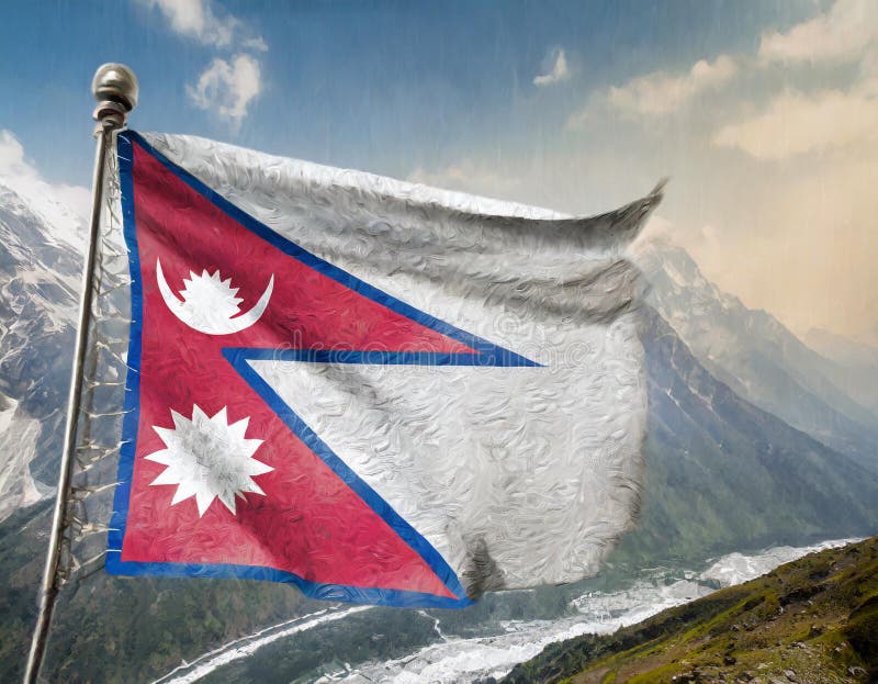 Nepal Flag Waving on the Wind Stock Illustration - Illustration of ...