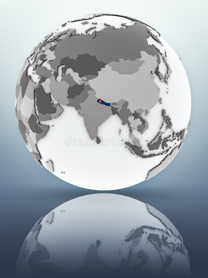 Nepal on globe stock illustration. Illustration of reflection - 124203665