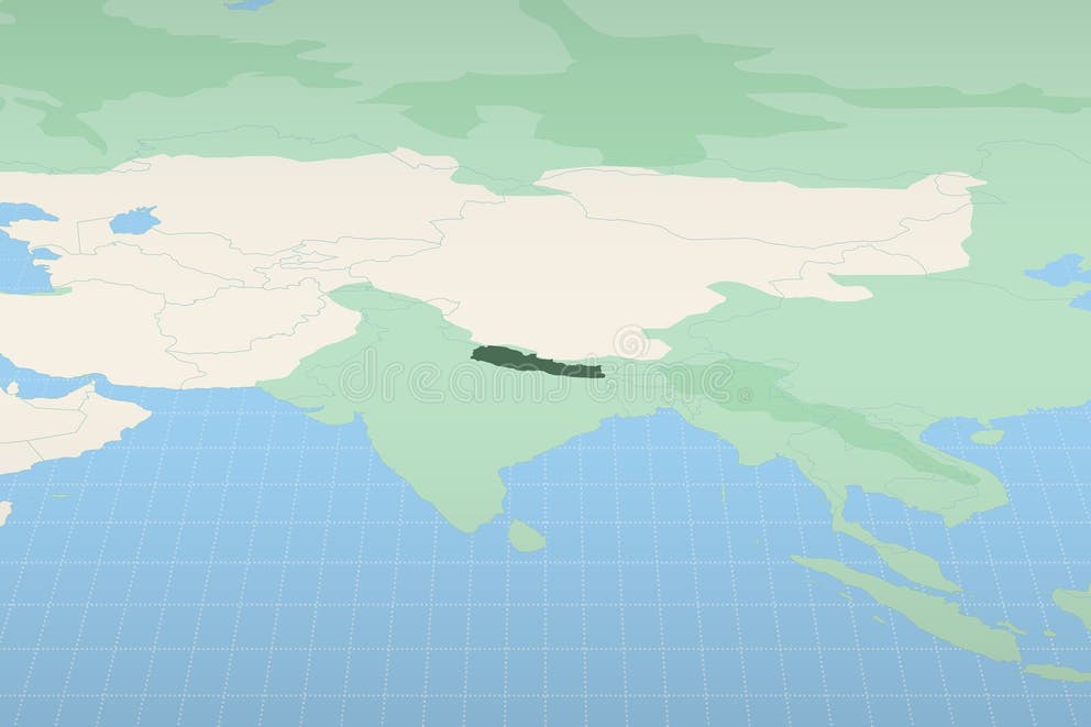 Nepal Highlighted on a Detailed Map, Geographic Location of Nepal Stock ...