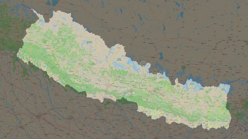 Nepal Highlighted. Topo Standard Stock Illustration - Illustration of ...