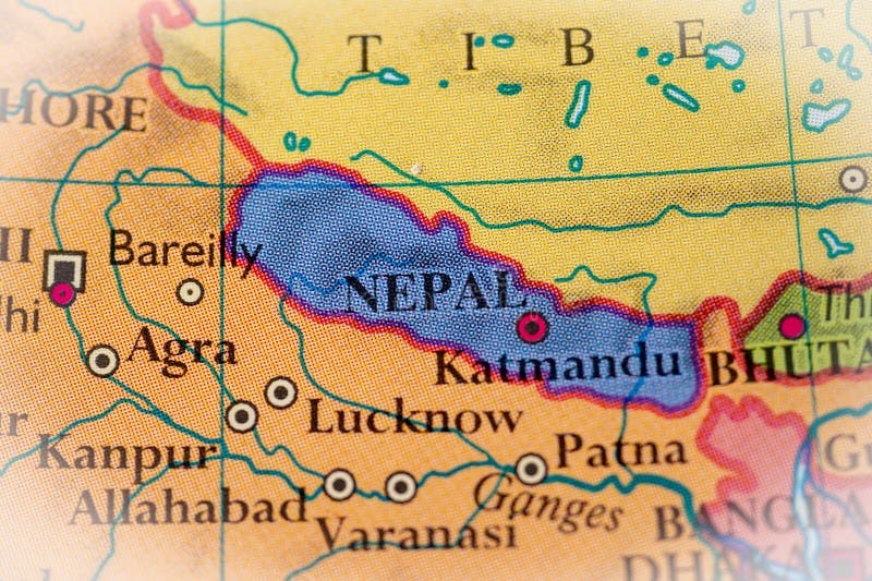 Nepal Highlighted on a World Map Stock Image - Image of travel ...