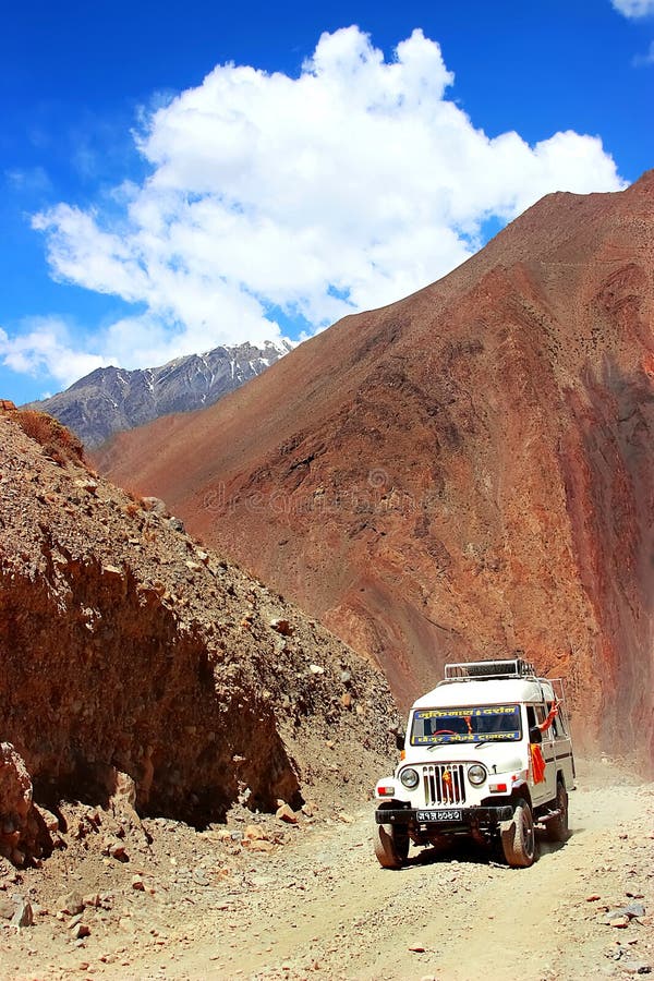 Nepal, Himalayas, the Kingdom of Upper Mustang - April 2015: Jeep with ... Nepal, Himalayas, the Kingdom of Upper Mustang - April 2015: Jeep with ...