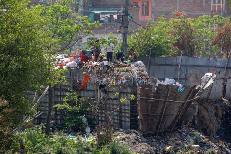 Nepal, Kathmandu Sorting Garbage in the City Streets. Environmental ...