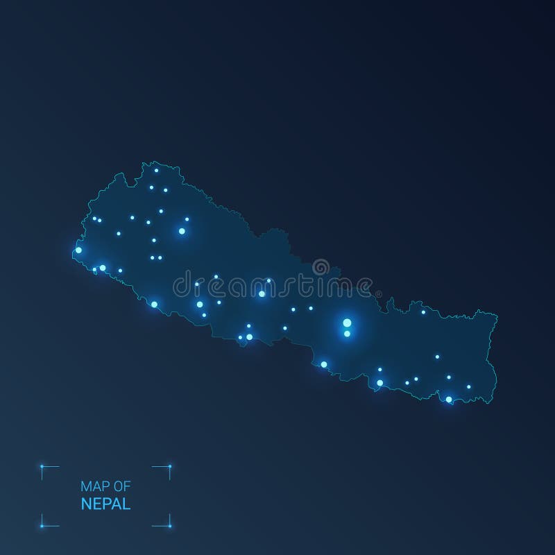 Nepal map with cities. stock vector. Illustration of connect - 162927379
