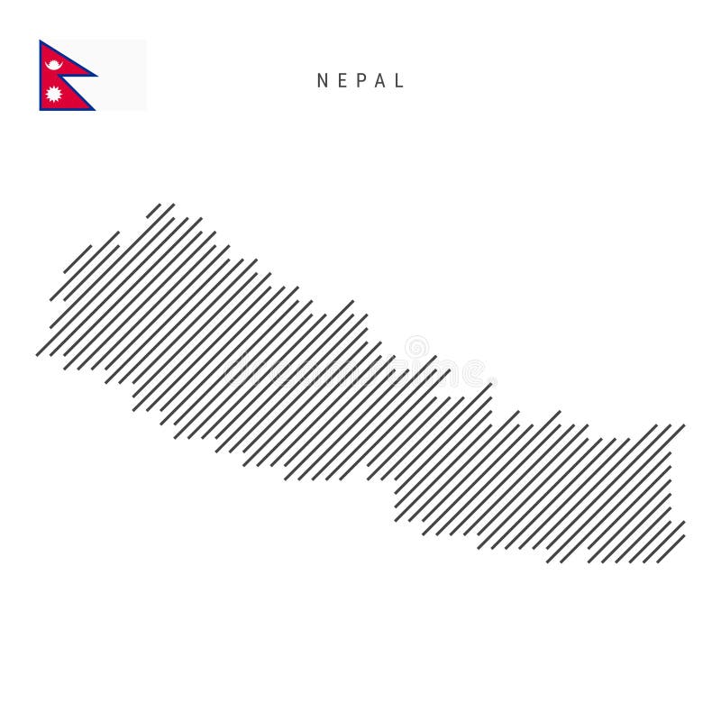 Nepal Map from Pattern of Black Slanted Parallel Lines. Flat Vector ...
