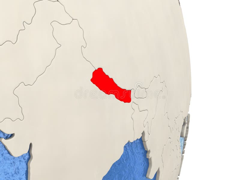 Nepal on Model of Political Globe Stock Illustration - Illustration of ...